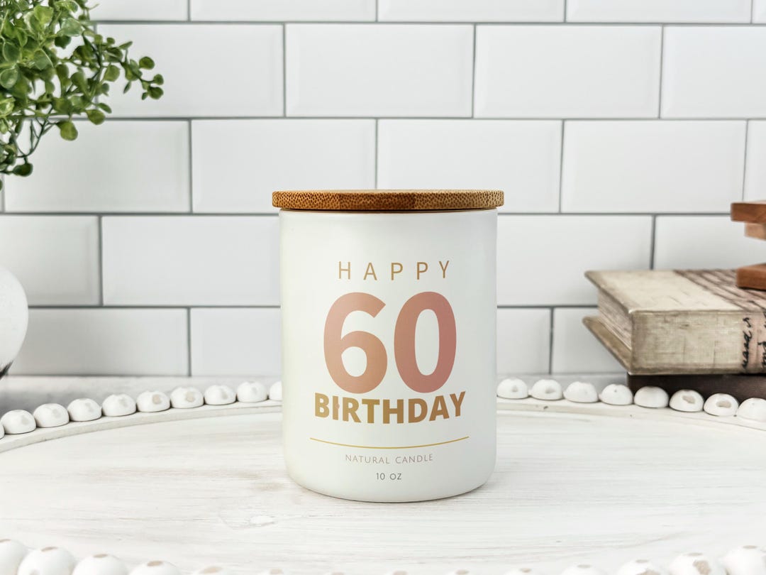 60th Birthday Candle, Personalized Gift, Happy Birthday Gift, Custom ...
