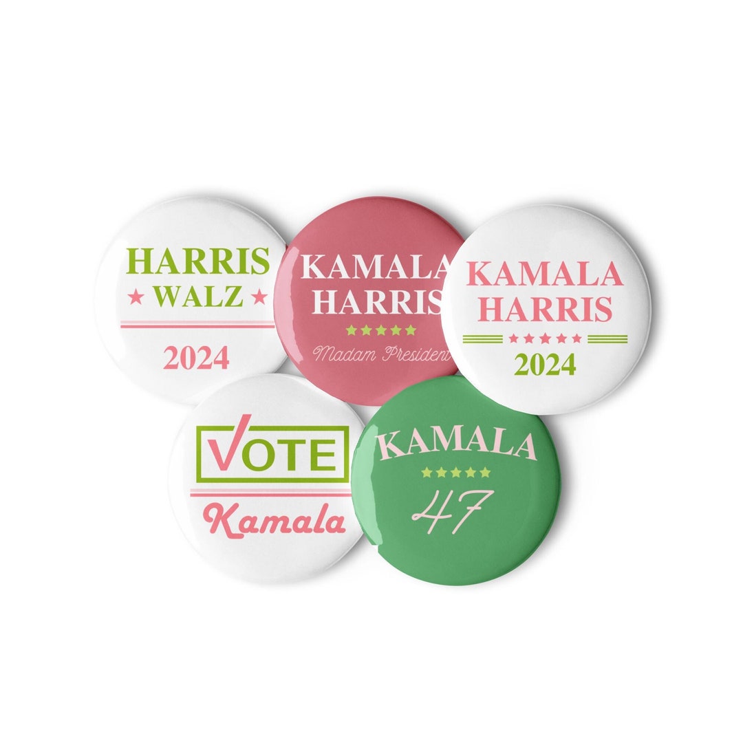 Kamala Harris Pink and Green Set of 5 Pin Buttons Election 2024 Harris ...