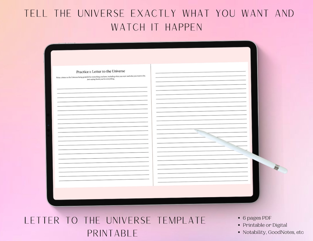 Letter to the Universe Manifestation Practice, Printable or Digital ...