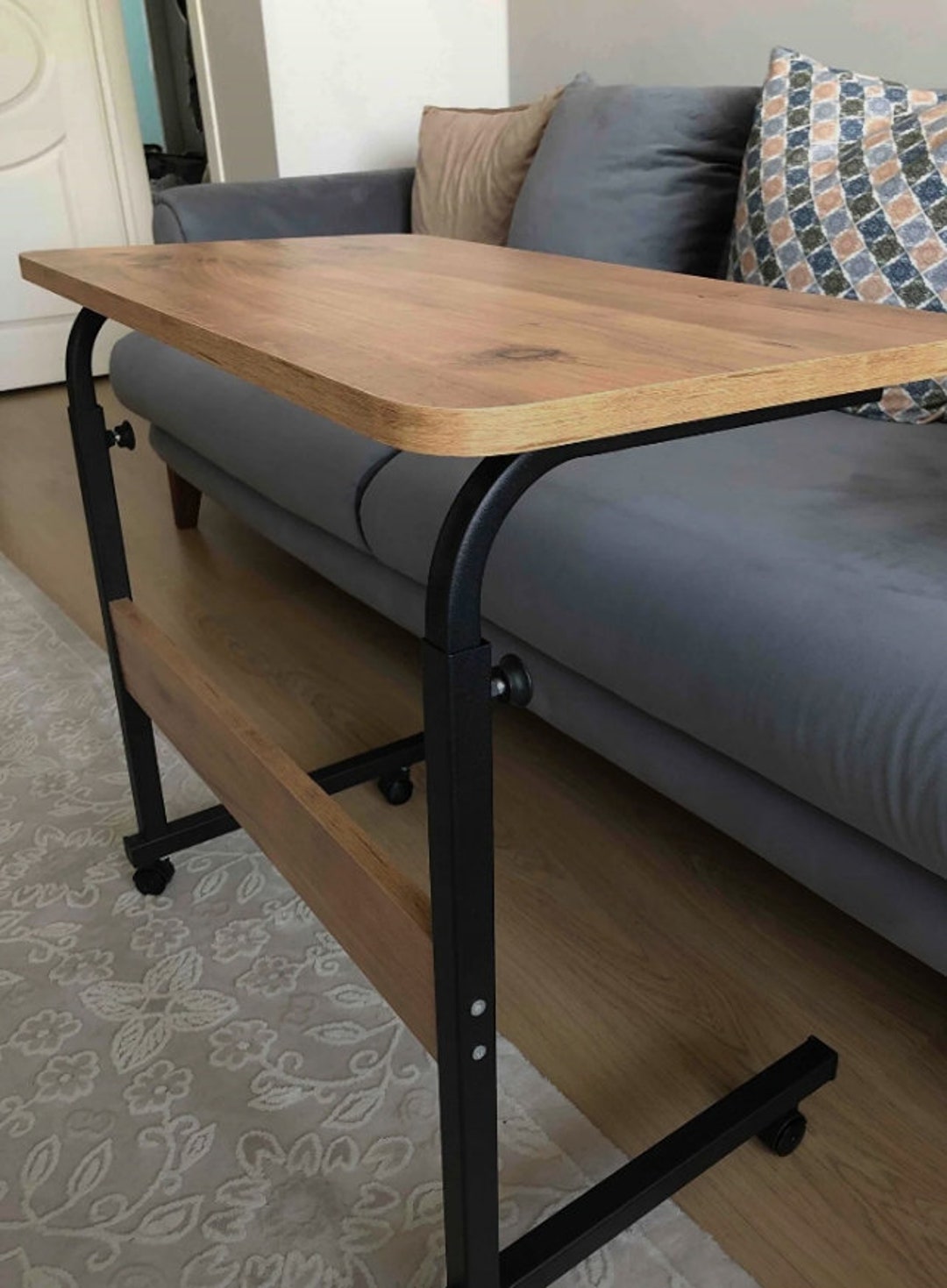 Height Adjustable Wooden Wheeled Laptop Desk, Wheeled Laptop Desk ...