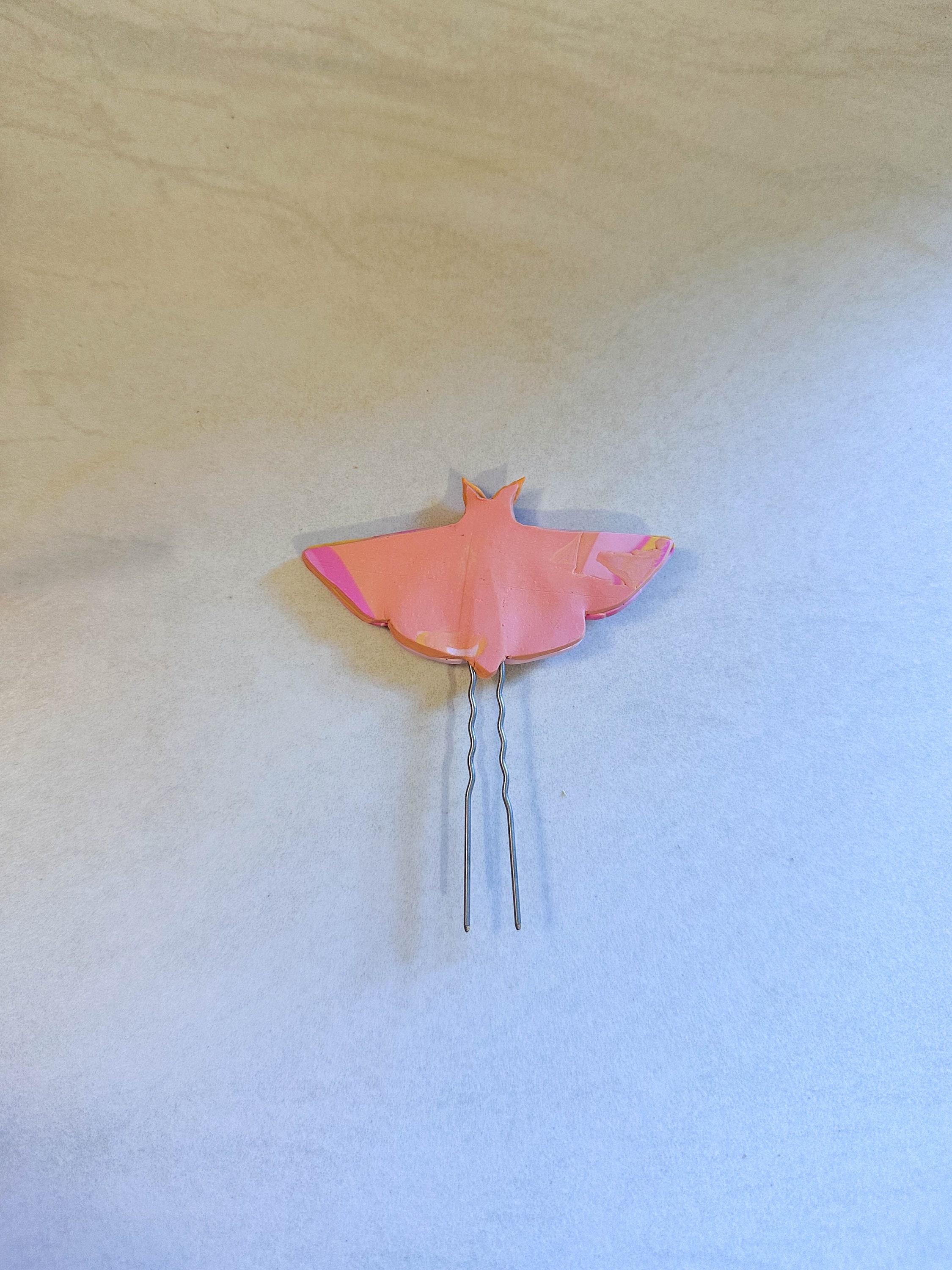 Rosy Maple Moth Hair Pin, Polymer Clay, Handmade, Valentines - Etsy