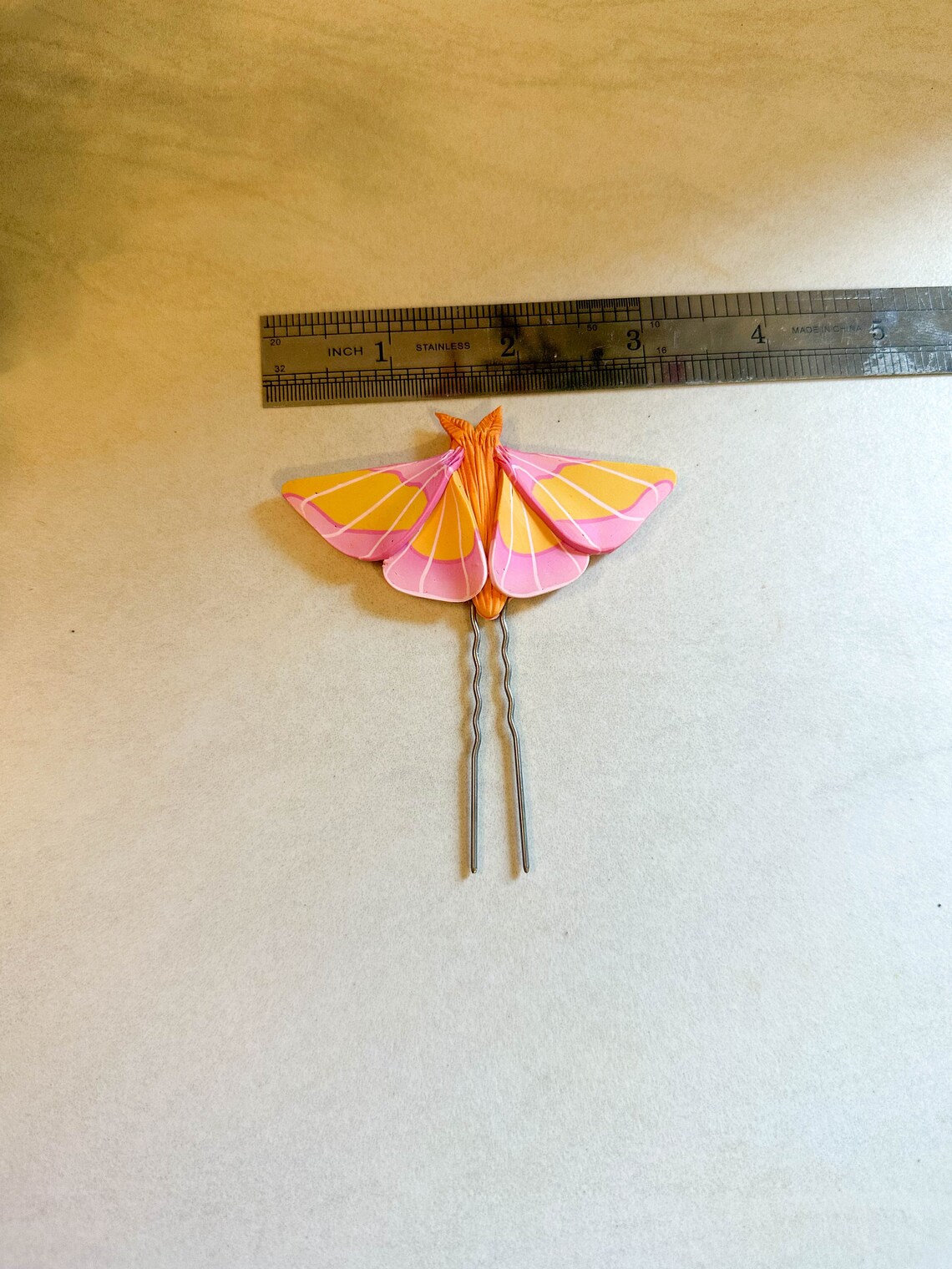 Rosy Maple Moth Hair Pin, Polymer Clay, Handmade, Valentines - Etsy