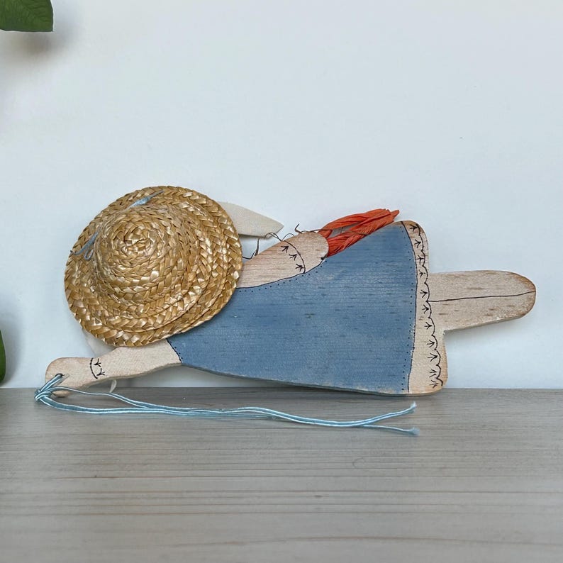Vintage Handmade Wooden Rabbit - Primitive Hand Painted Rustic Bunny ...