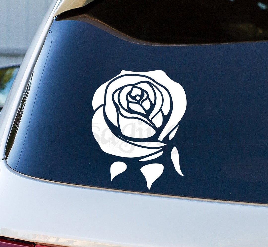 Rose Car Decal: Pretty Botanical Flower Vinyl Sticker - Etsy
