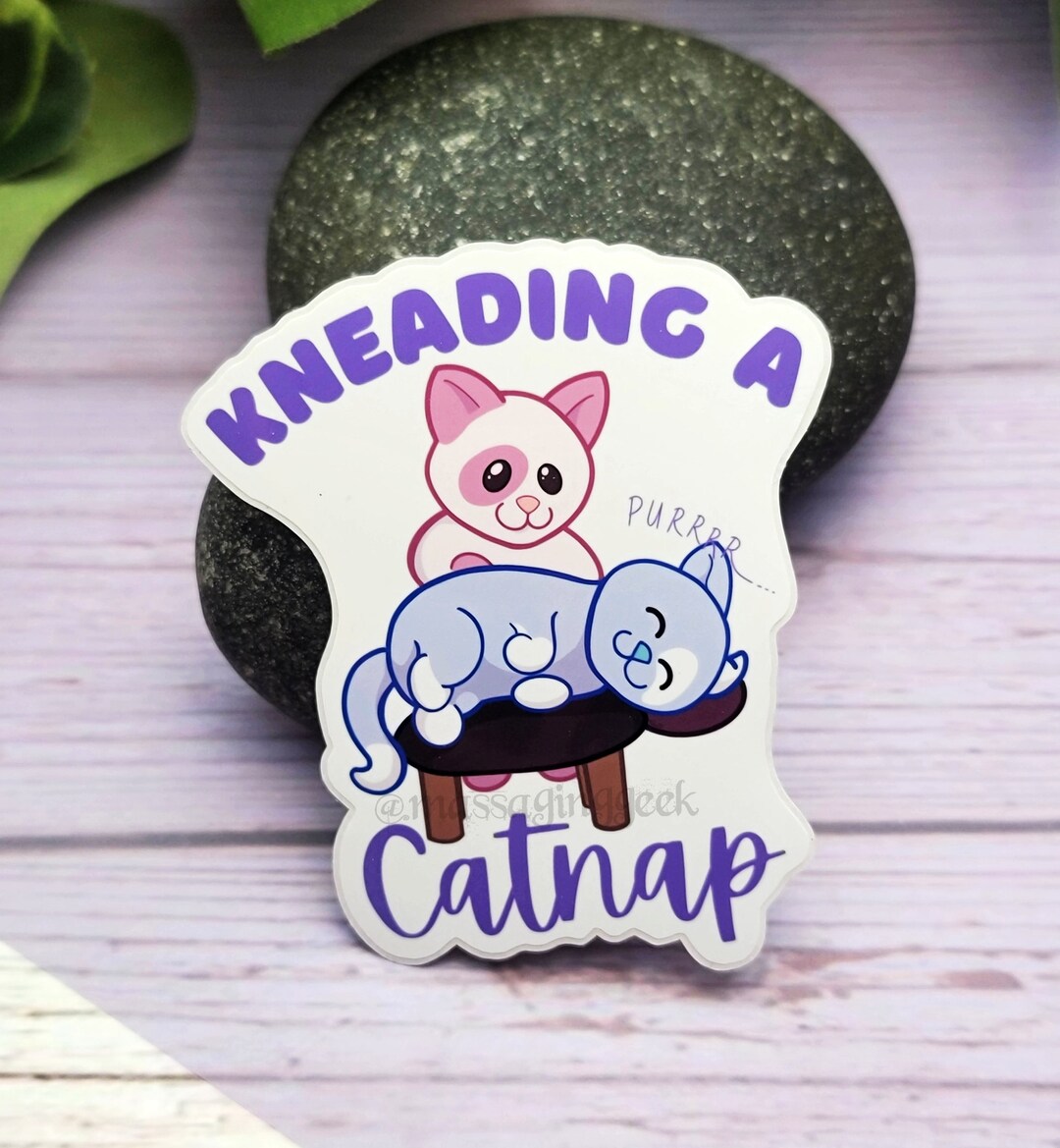 Kneading a Cat Massage Sticker, Massage Therapist Sticker, Sticker for ...