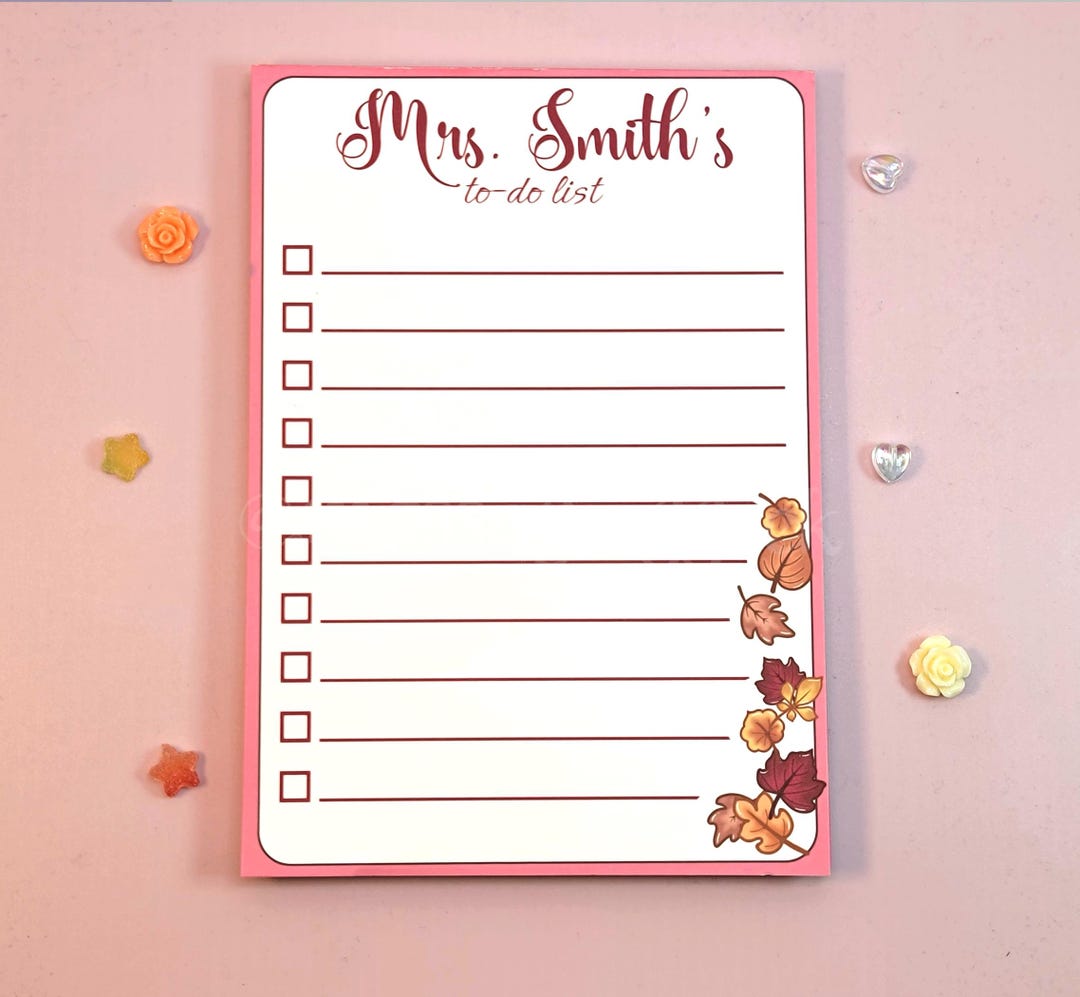 Personalized Fall Leaves To-do Checklist Notepad, Cute Leaves Checklist ...