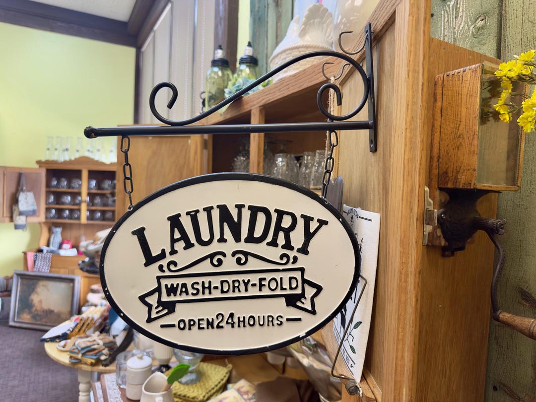 Hanging Metal LAUNDRY Sign; Two-sided, Vintage Farm Style - Etsy