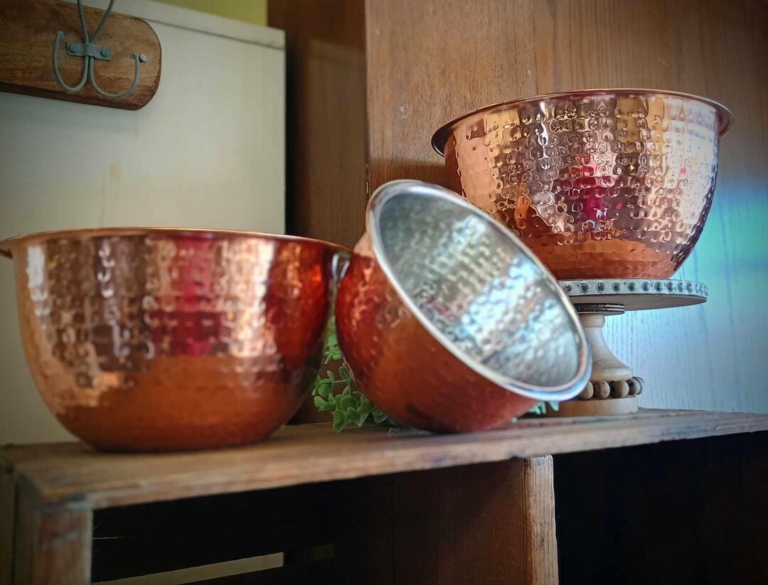 Hammered Copper Bowl Set - Etsy