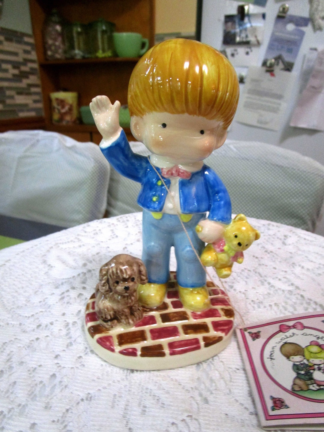 1981, Joan Walsh Anglund, Teddy Bear Boy, Dog Figurine, Anglund ...