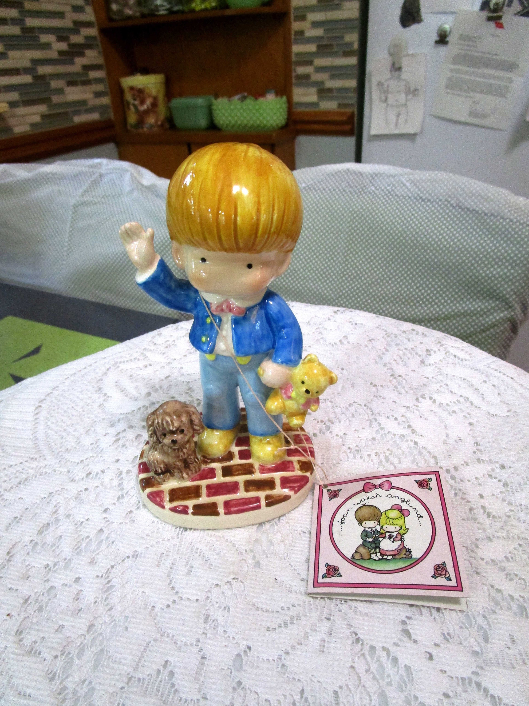 1981 Joan Walsh Anglund Teddy Bear Boy Dog Figurine - Etsy
