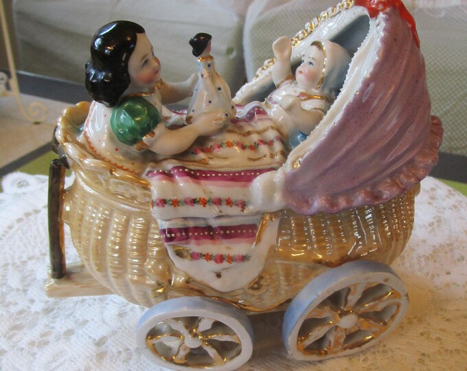Antique, Covered Dish, Victorian Baby, Victorian Doll, Baby Carriage ...