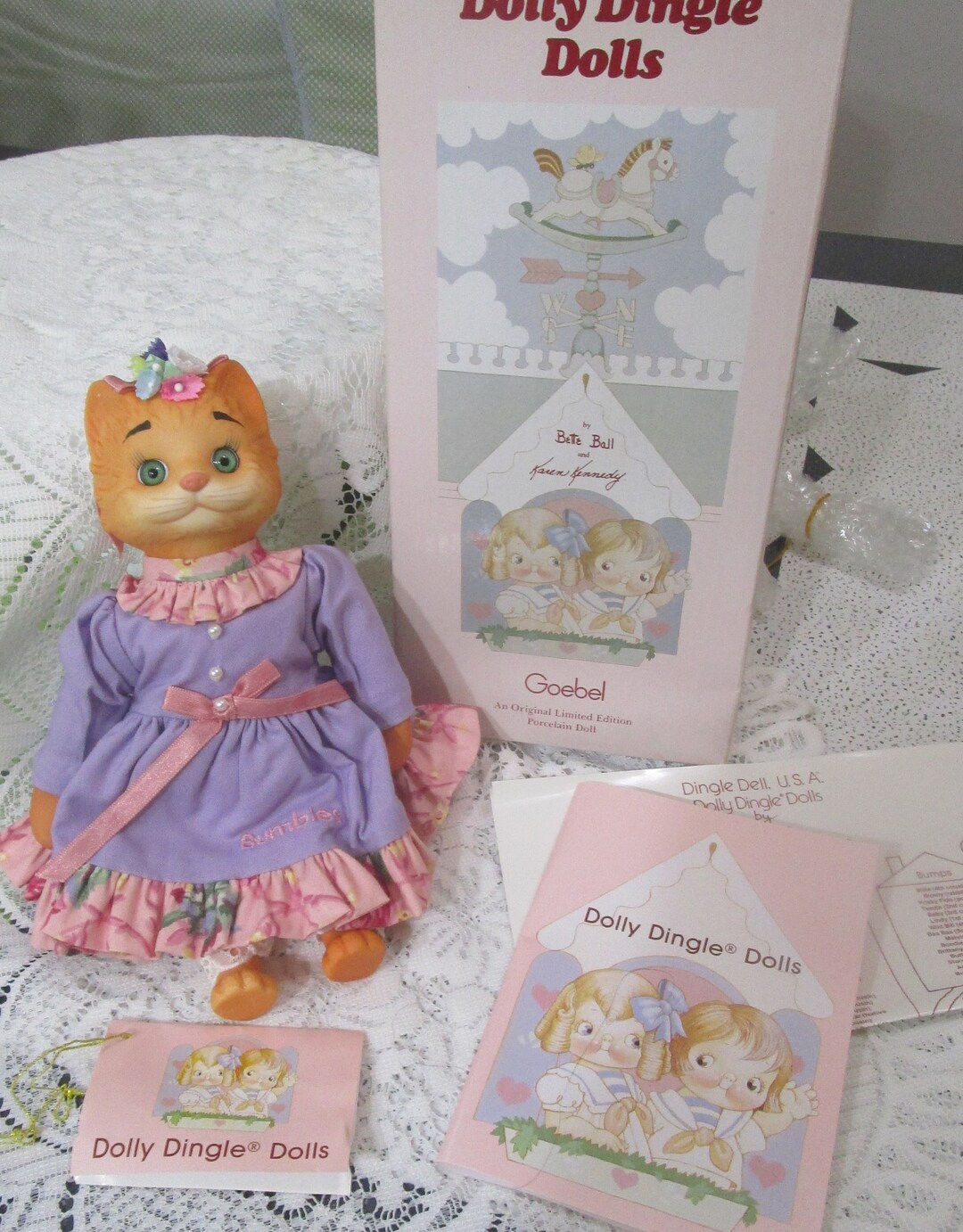 1996, Dolly Dingle, Cat Doll, Porcelain Doll, Dolly Dingle Cat, Vintage ...