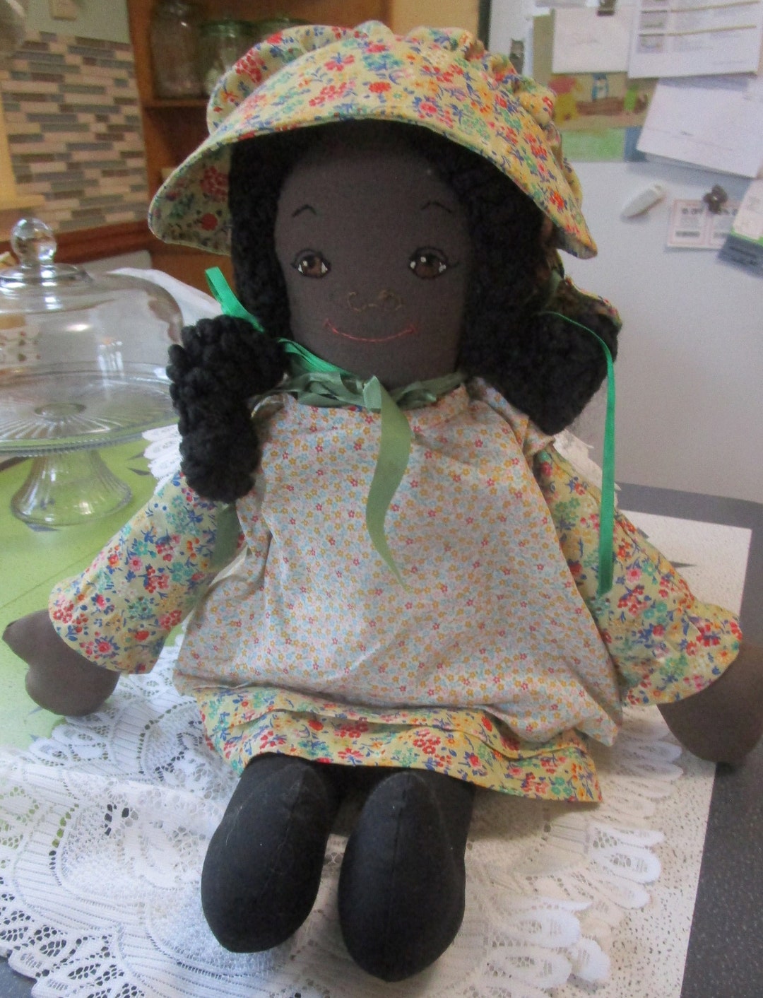 22 In, Prairie Doll, Cloth Doll, Handmade, Embroidered Face, African ...