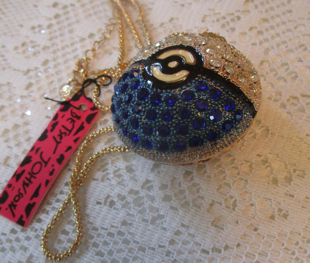 Betsey Johnson, Pokeball Necklace, Rhinestone Necklace, Enamel Necklace ...