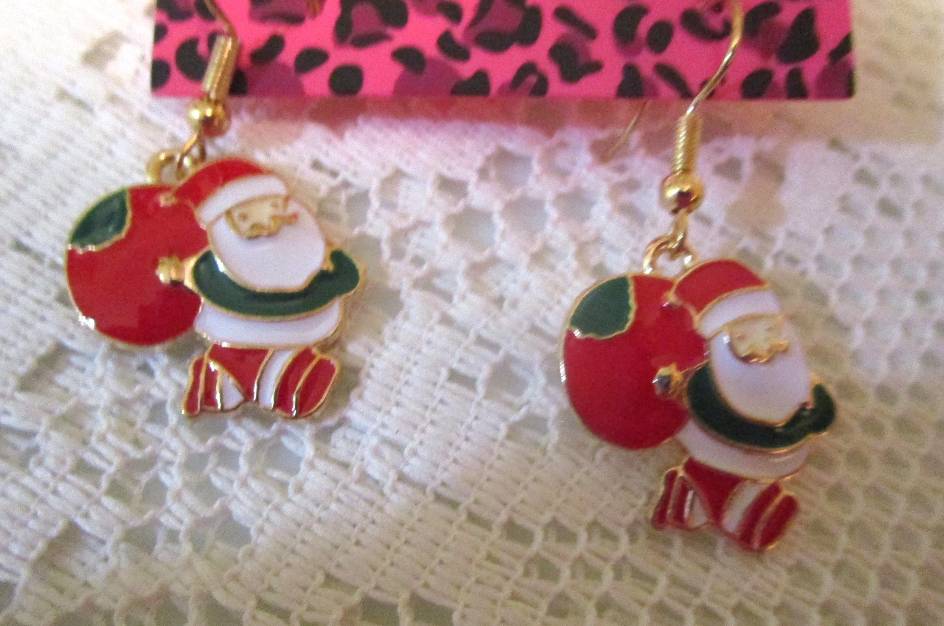 Santa Earrings, Enamel Earrings, Christmas Earrings, Betsey Johnson ...