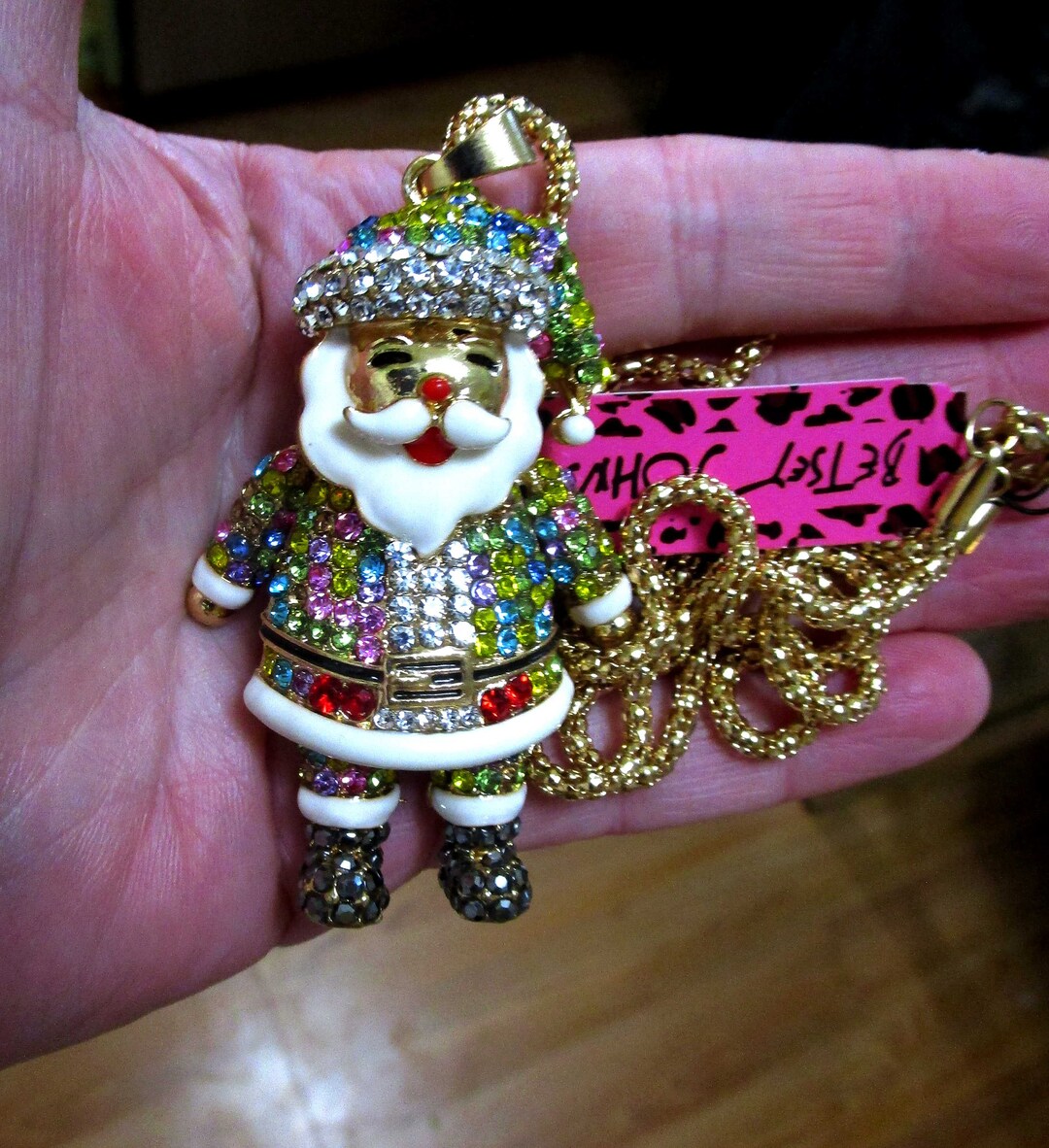 Betsey Johnson Santa Necklace Rhinestone Necklace Enamel - Etsy