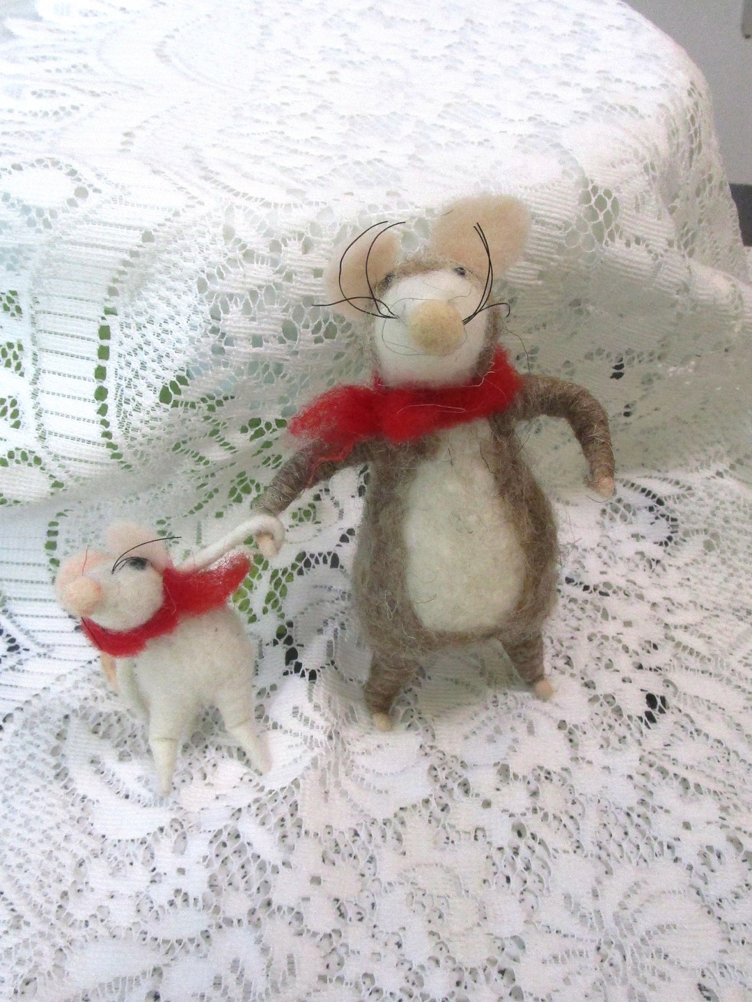 Wool Felted Mice, Needle Felting, Mouse Figures, Vintage Mice, Handmade ...