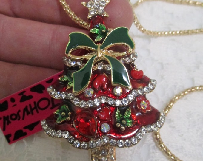 Betsey Johnson, Christmas Necklace, Christmas Tree, Rhinestone Necklace ...