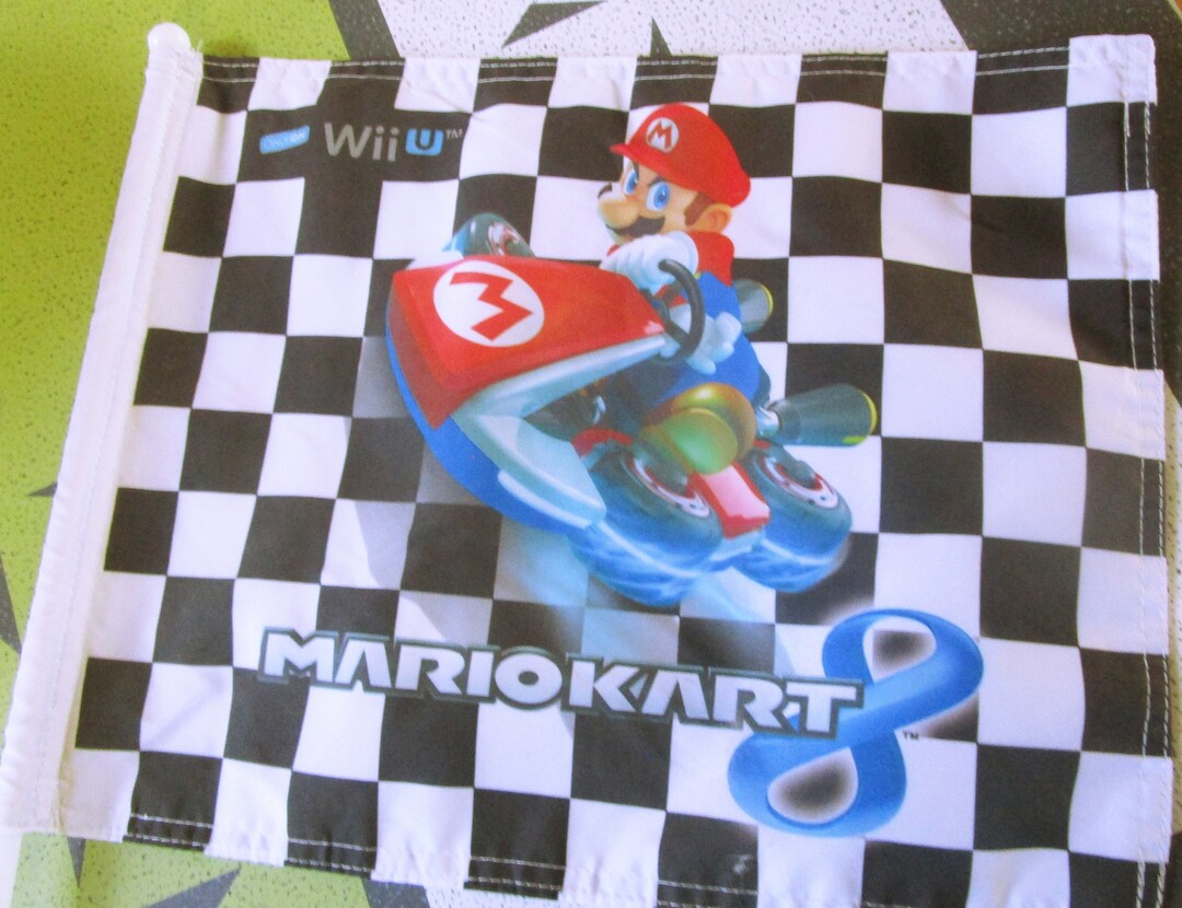 Mario Kart, Racing Flag, Wii, Gamer Gift, Game Room Decor, Mario Racing ...
