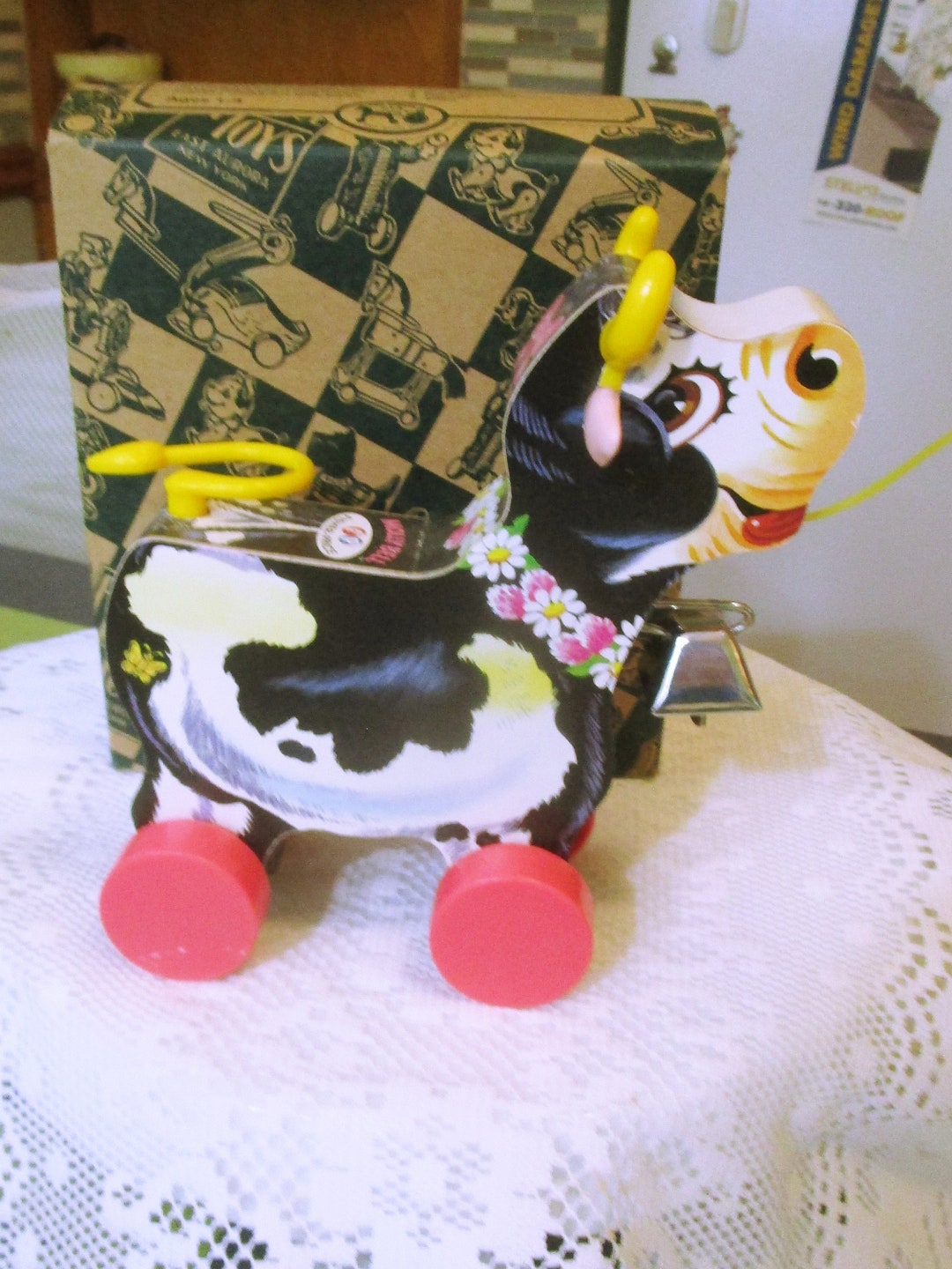 1992, Fisher Price, Pull Toy, Molly Bell, Vintage Toy, Cow Pull Toy ...