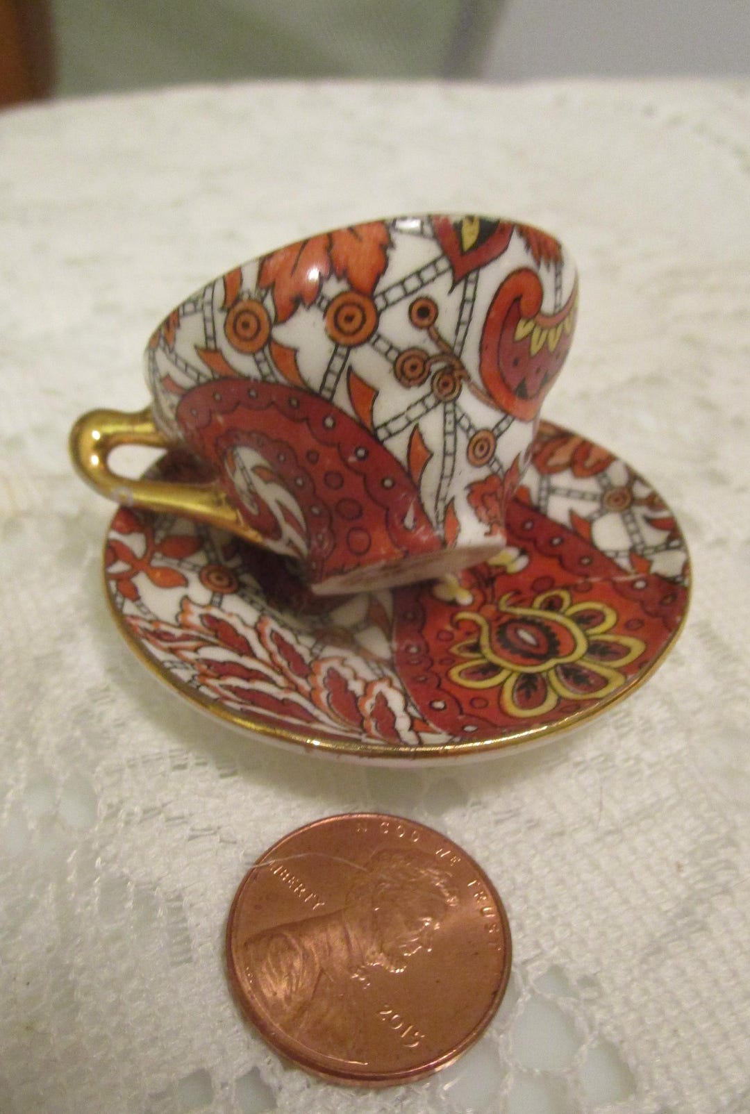 Miniature Teacup, Rosina Teacup, Bone China, Paisley Teacup, Doll ...