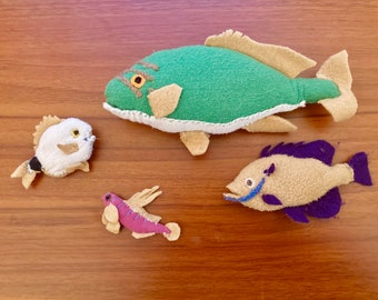 Toys & Games hand sewn and stuffed 4 Felt fish plushies aquatics ...