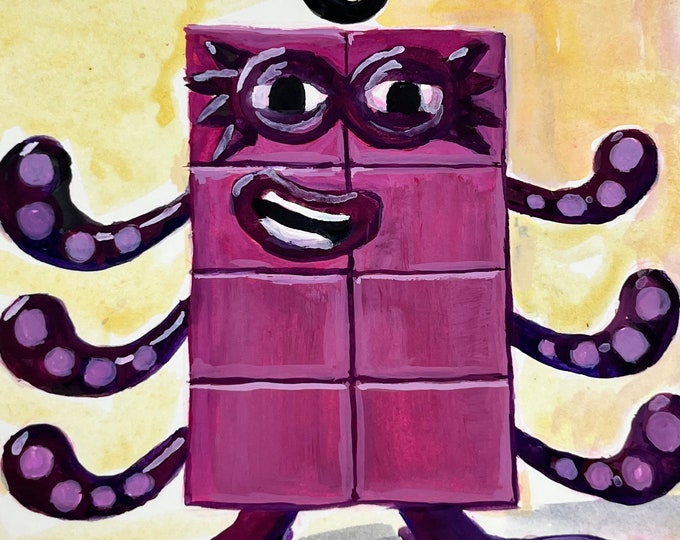Octoblock Numberblock “8” Small Original Gouache Painting - Etsy