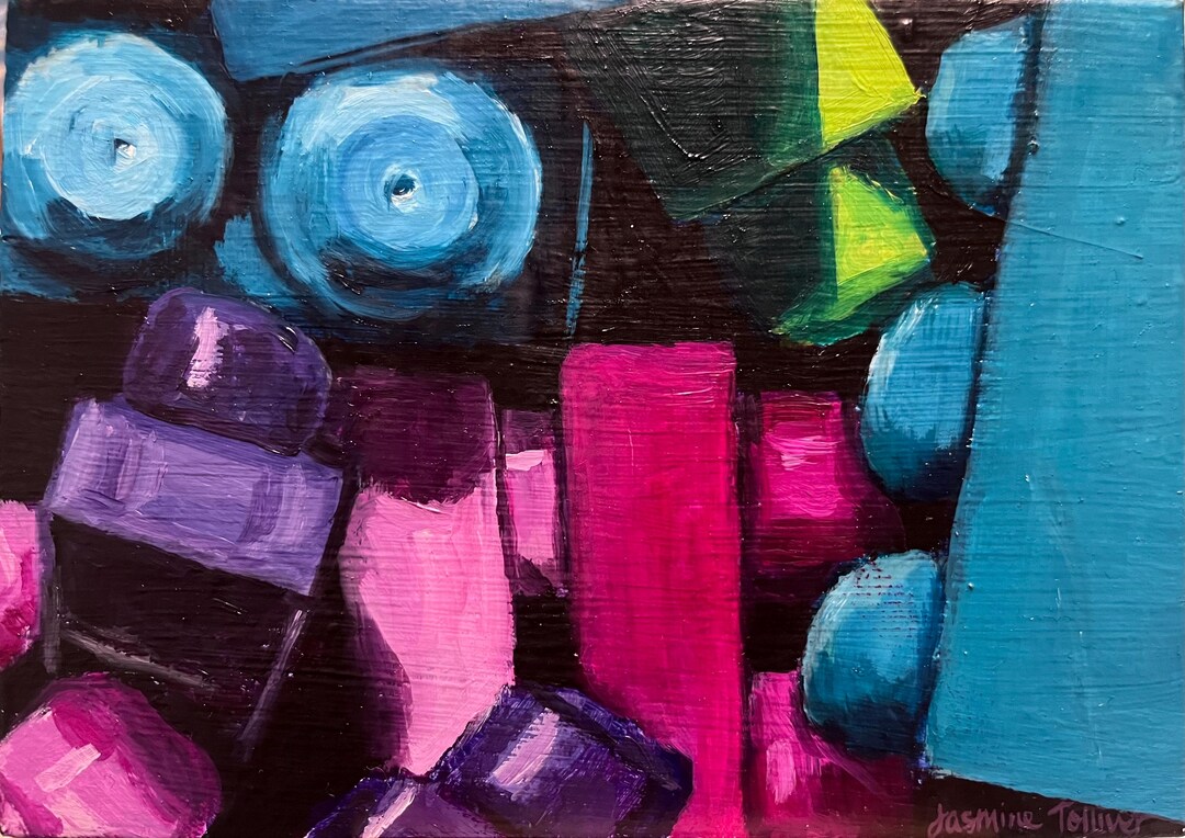 Tiny Blocks Oil Painting on Canvas Panel - Etsy