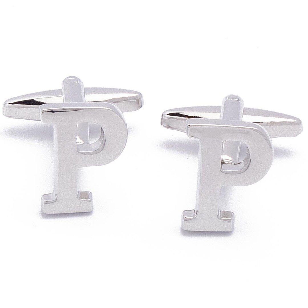 Cufflinks Letters Initials Letter P Silver Metal - Etsy UK