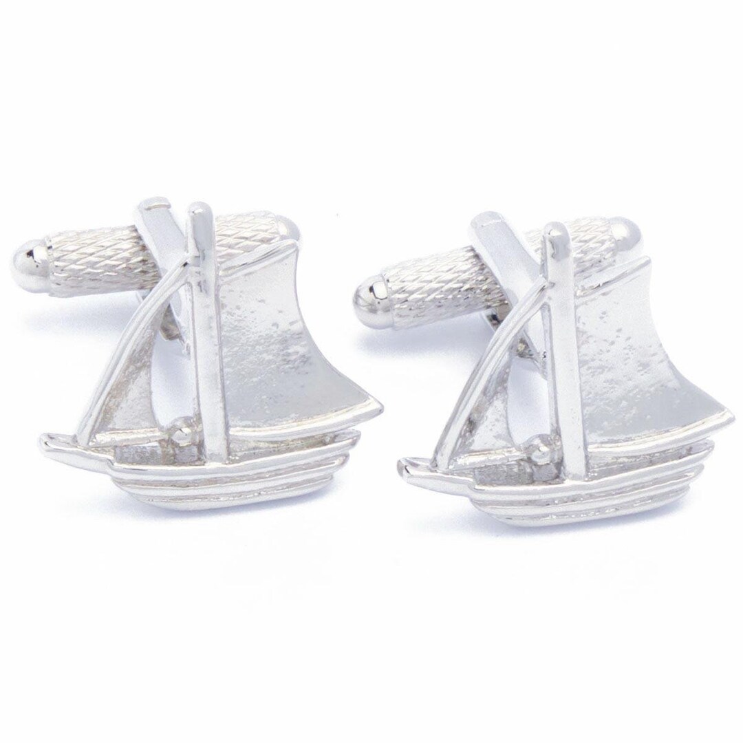 Cufflinks Boat Sailboat Two Sails Silver - Etsy