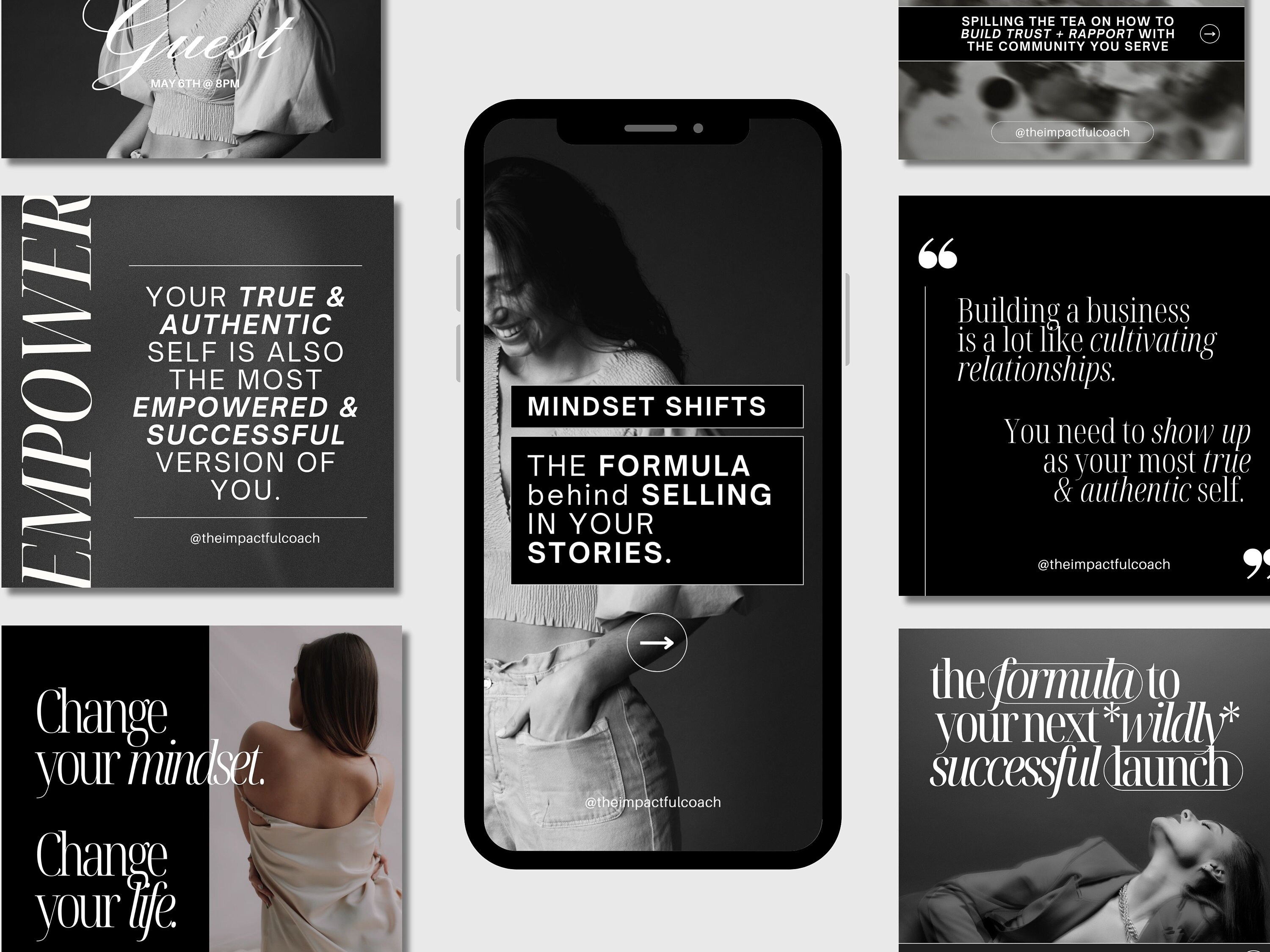 30 Mindset Coach Instagram Posts and Stories Luxury Editable - Etsy