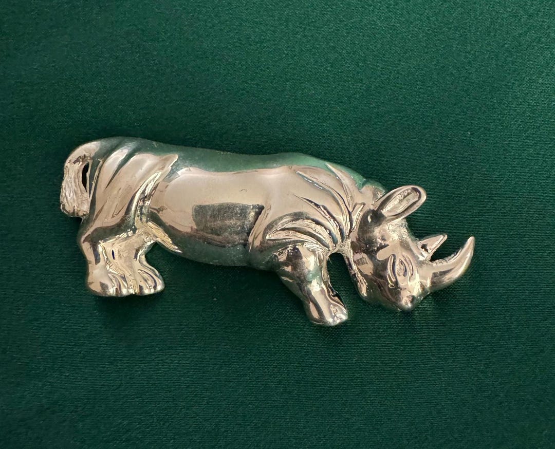 Sterling Rhino Pin, Mexico New 80s - Etsy
