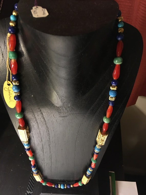 Necklace & Earrings Mexican Opal, Glass NWT 80s - Gem