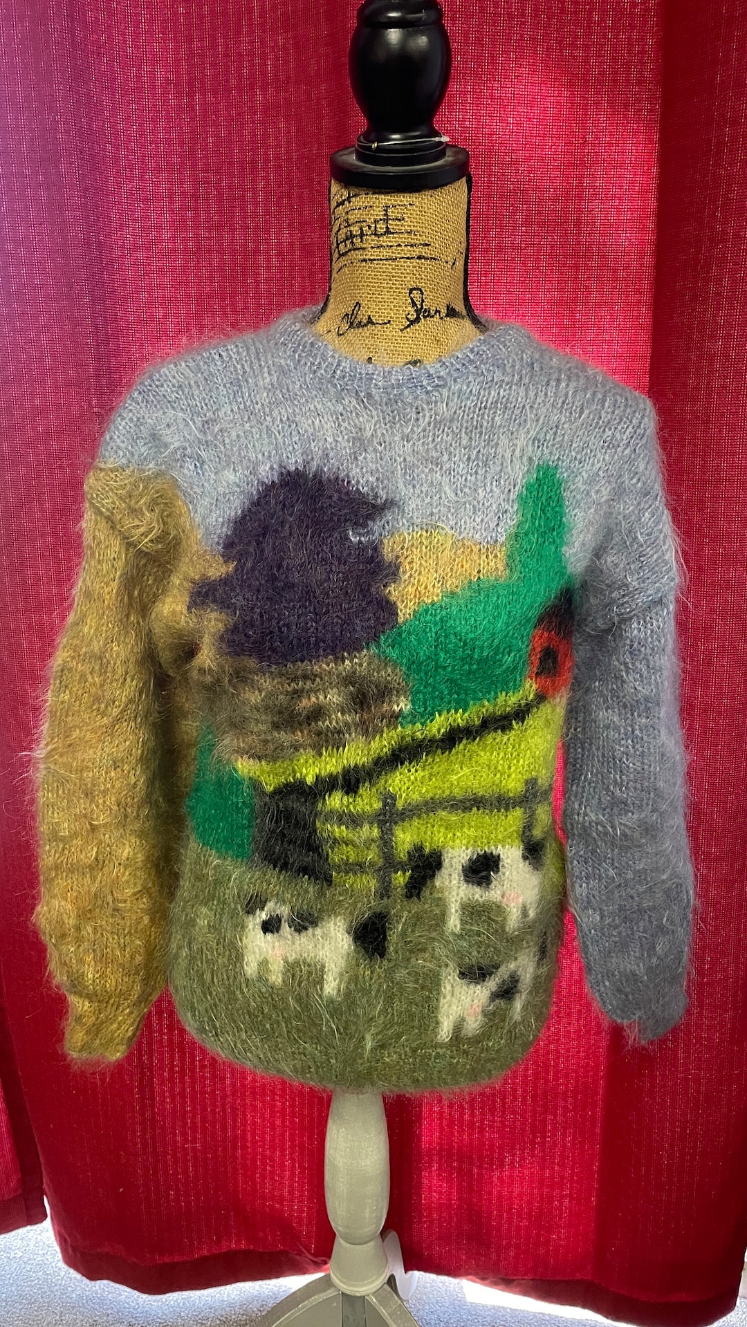 NWT Hand-knit Mohair Farm Scene Sweater - Etsy