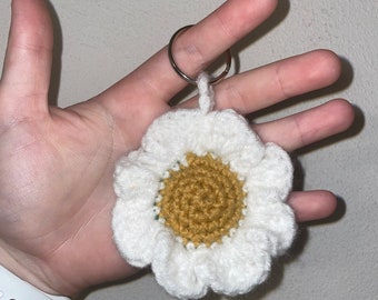 Puff Flower Crochet Keychain - Etsy