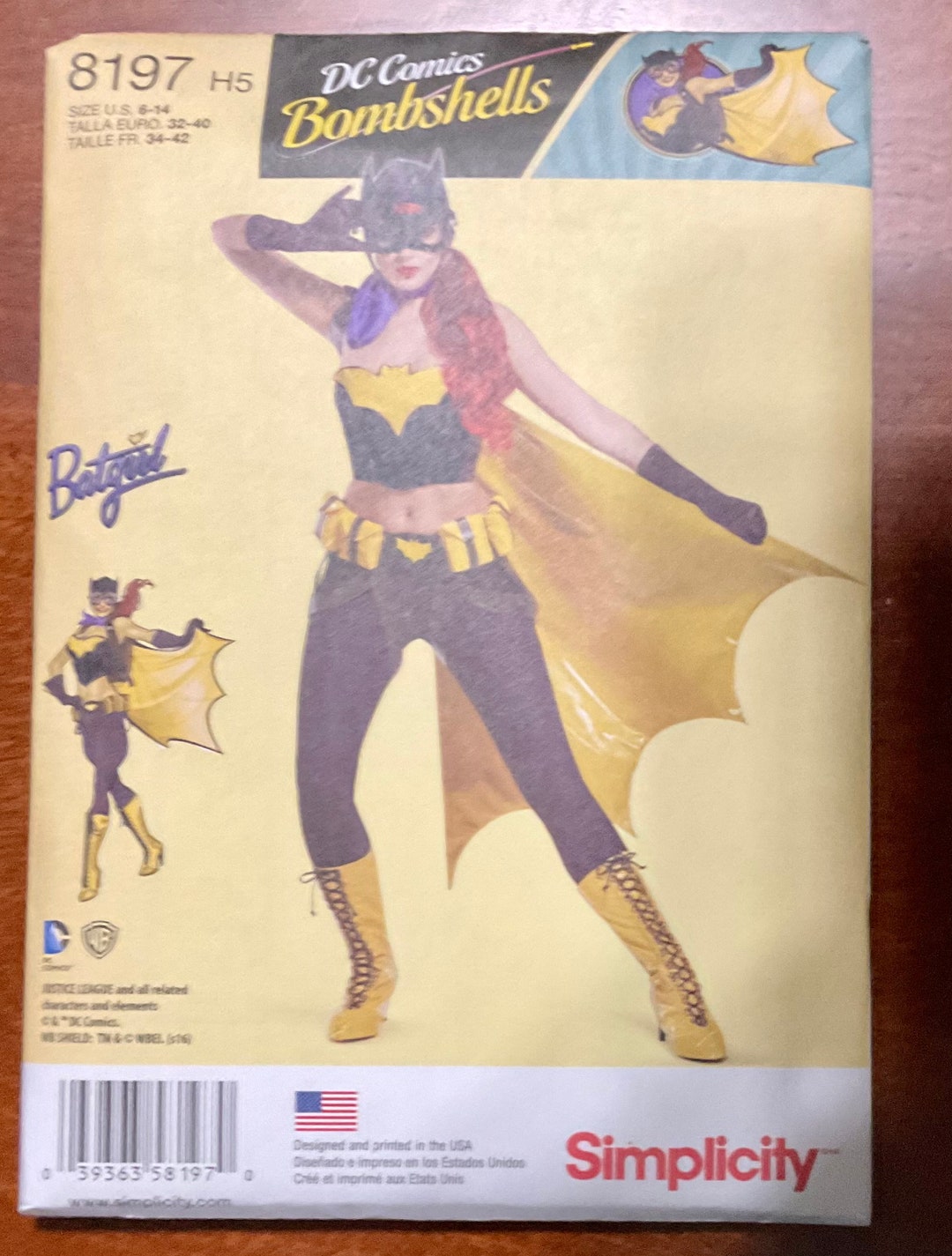 Simplicity Costume Pattern 8197 H5 for Batgirl DC Comics - Etsy