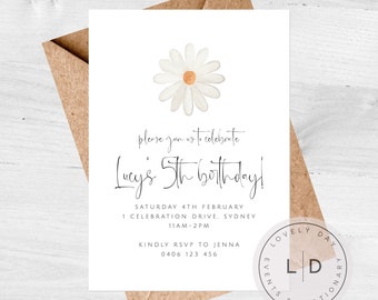 Digital Daisy Birthday Invitation - Etsy