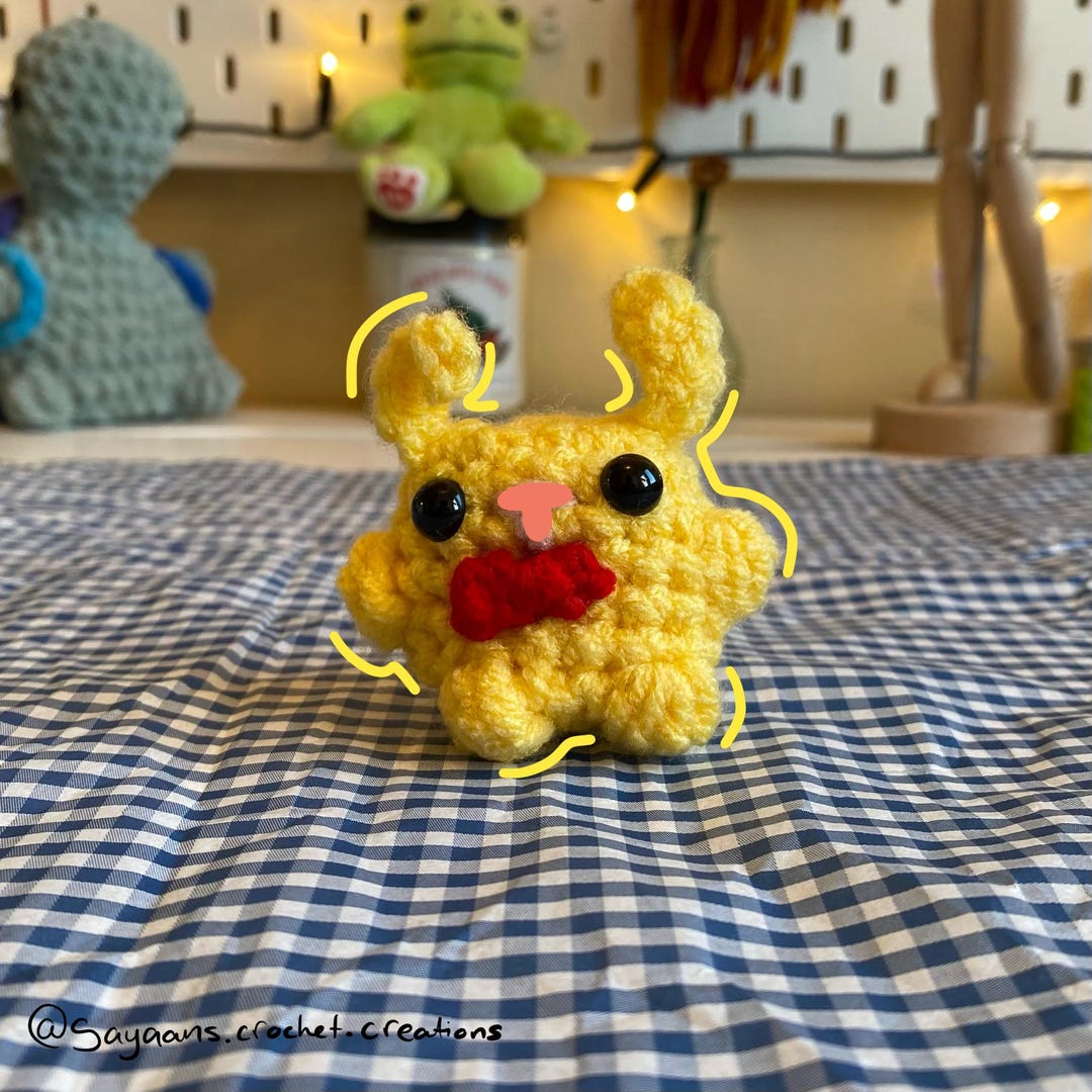 Spooky Yellow Bunny Crochet Mini Plush Horror Arcade Character Handmade ...