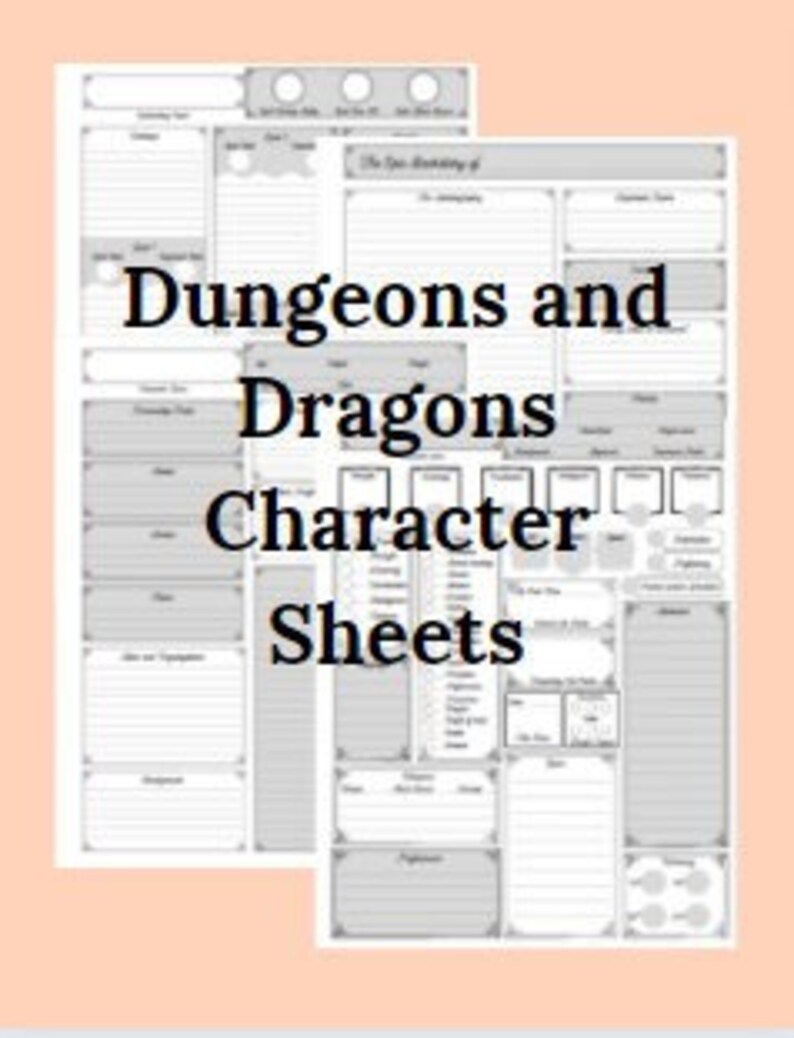 Dungeons and Dragons Character Sheets 5e Backstory Sheets - Etsy