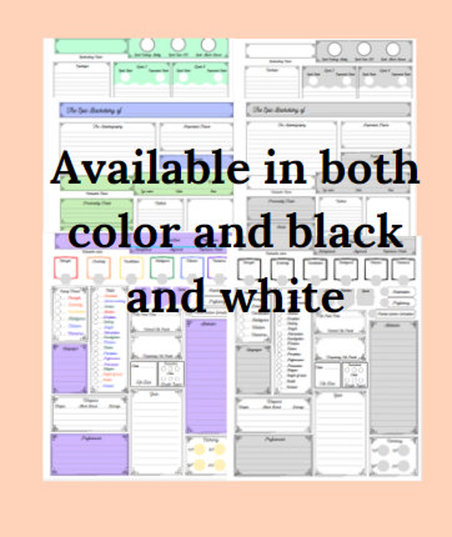 Dungeons and Dragons Character Sheets 5e Backstory Sheets - Etsy