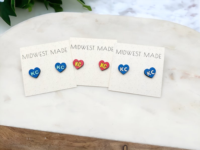 KC Heart Earrings. Kansas City Sport Teams Earrings. Chiefs Royals KC ...