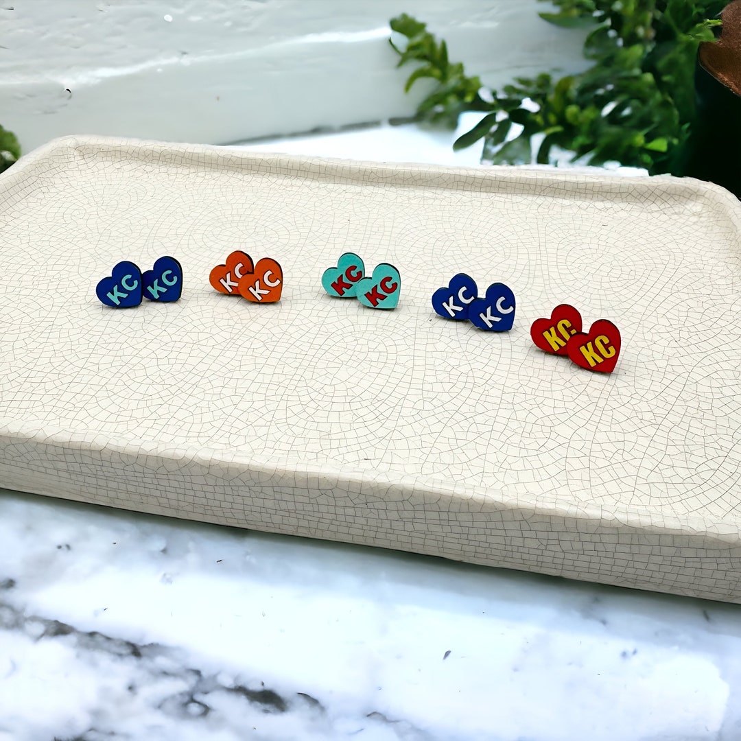KC Heart Earrings. Kansas City Sport Teams Earrings. Chiefs Royals KC ...