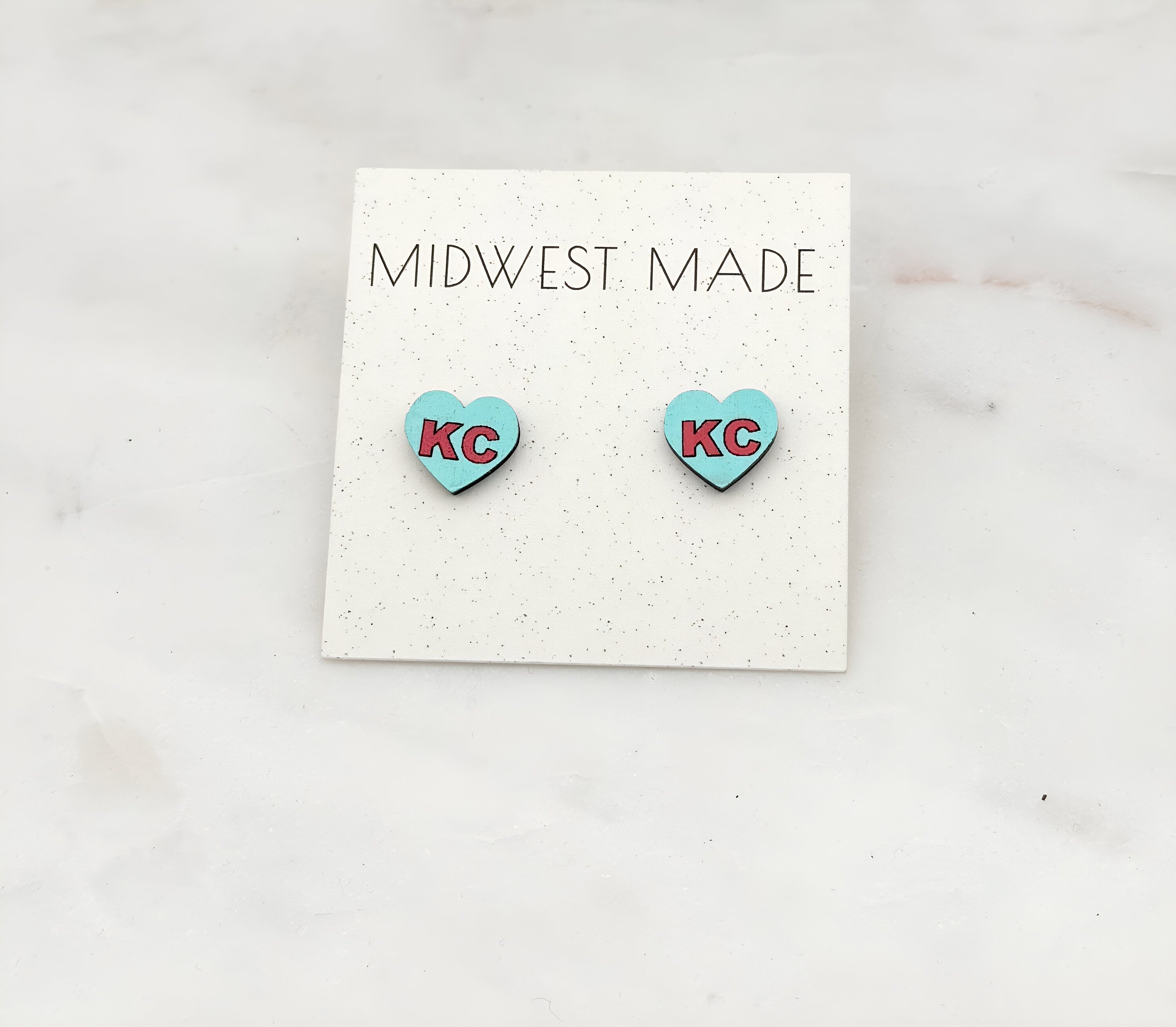 KC Heart Earrings. Kansas City Sport Teams Earrings. Chiefs Royals KC ...