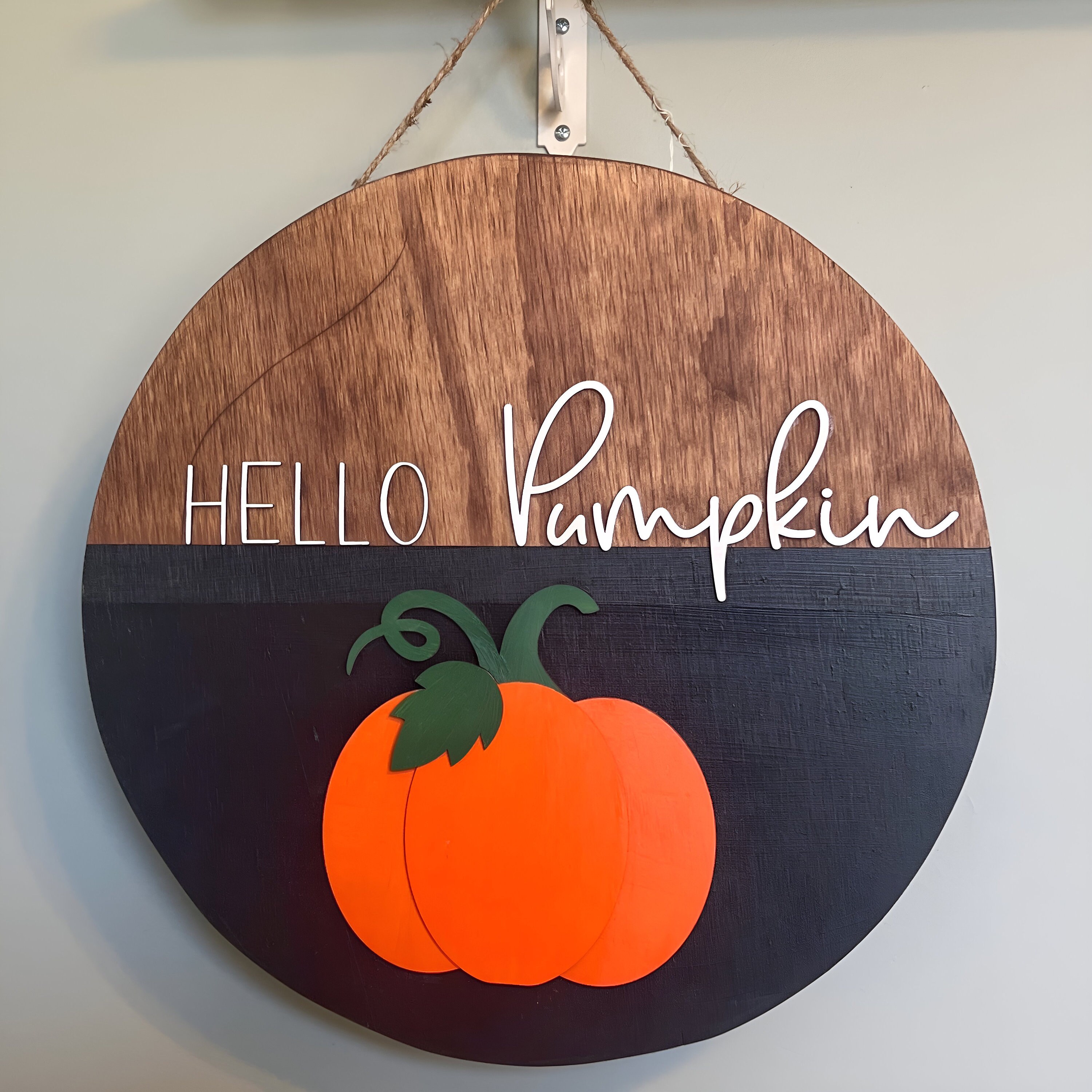 Hello Pumpkin Wood Door Hanger. Front Door Sign. Layered Wood Sign ...