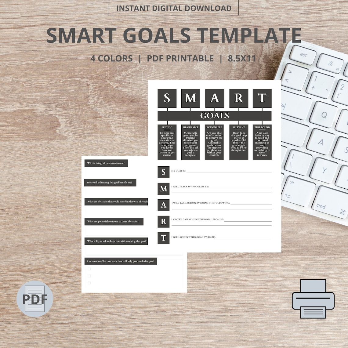 What Are SMART Goals Goal Setting Template Self Care | Etsy