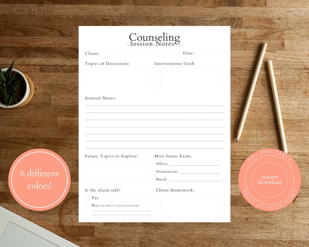 Progress Note | Therapy Note | Counseling Session Template | Client ...