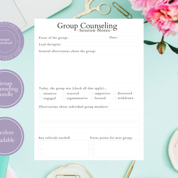 Counseling Group Note Template - Etsy