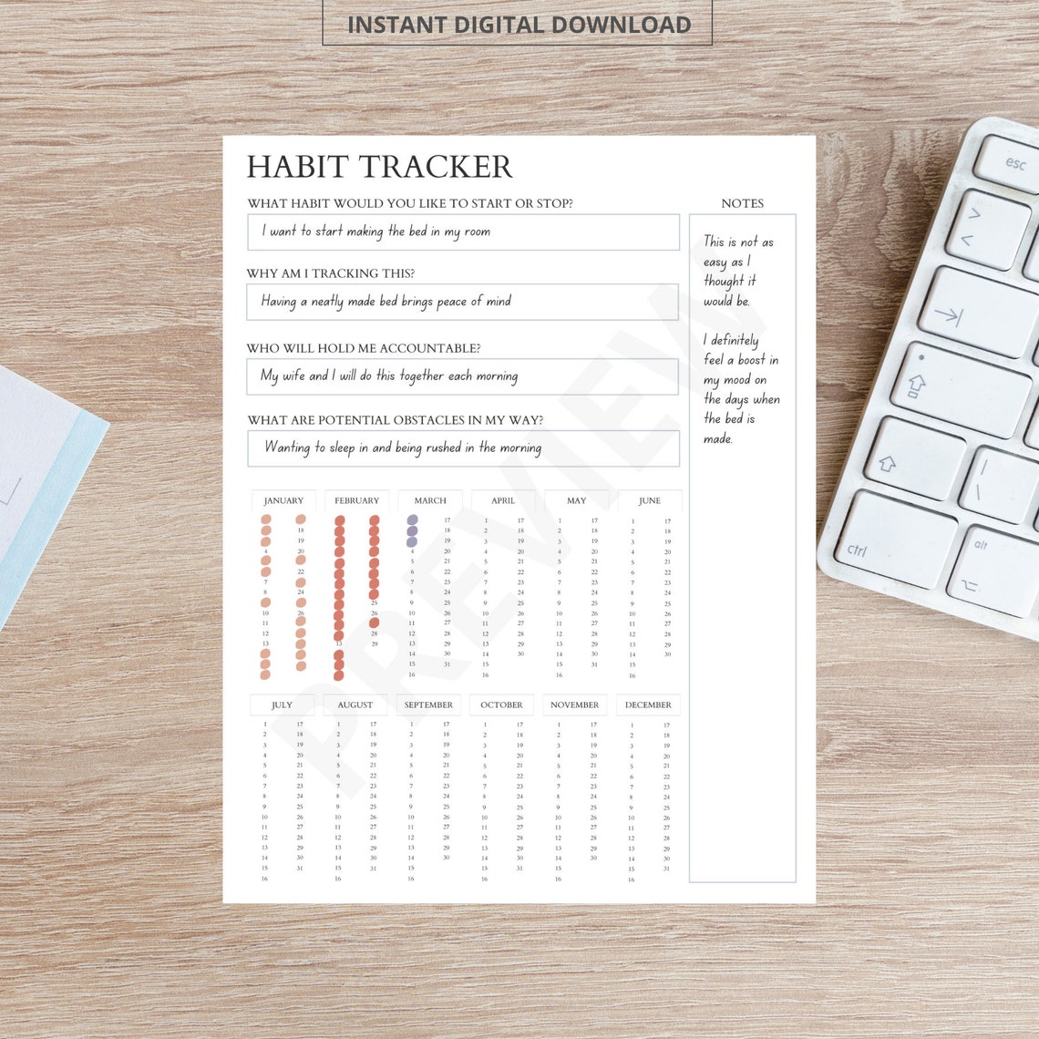 Habit Tracker Printable Therapy Worksheet Habit Journal | Etsy