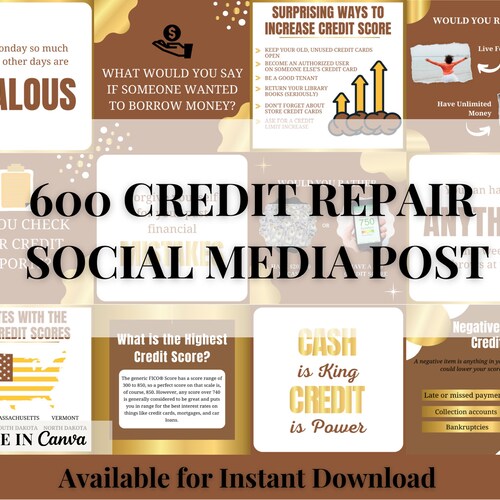 Credit Repair Instagram Post Templates. Social Media Bundle - Etsy