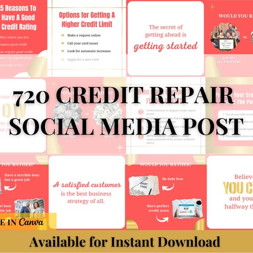 Credit Repair Instagram Post Templates. Social Media Bundle | Etsy